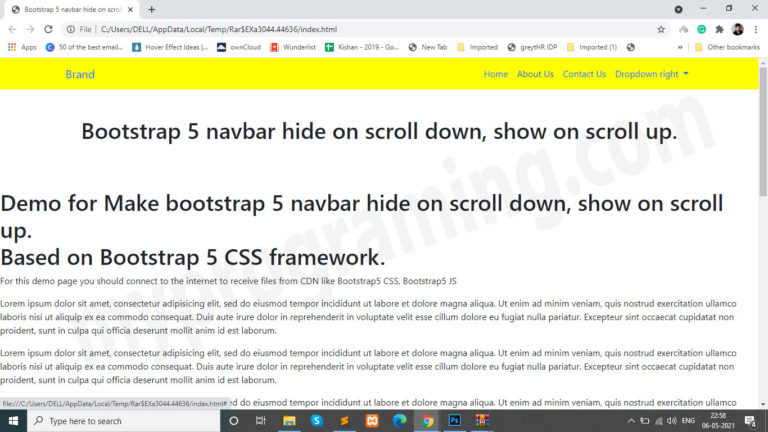 Bootstrap 5 Navbar Hide on Scroll Down, Show on Scroll Up. - myprograming