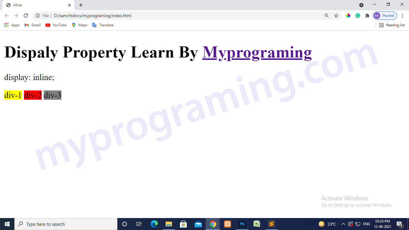 How To use CSS Display All Property Example one by one - myprograming