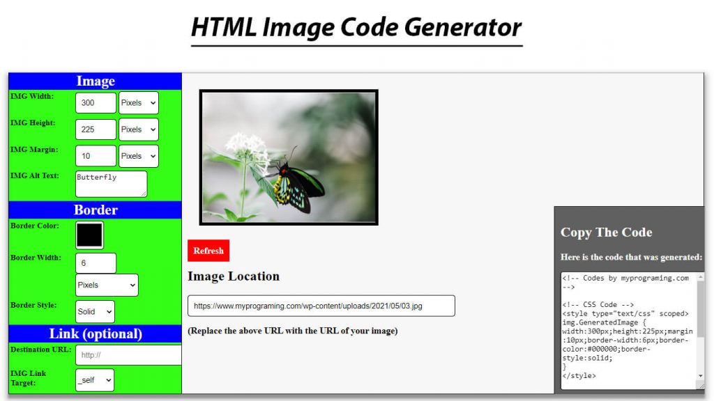 HTML Image Code Generator - myprograming