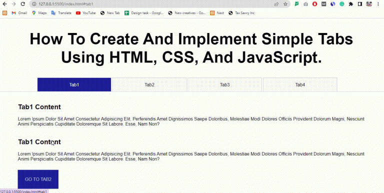 How To Create And Implement Simple Tabs Using Html Css And Javascript Myprograming